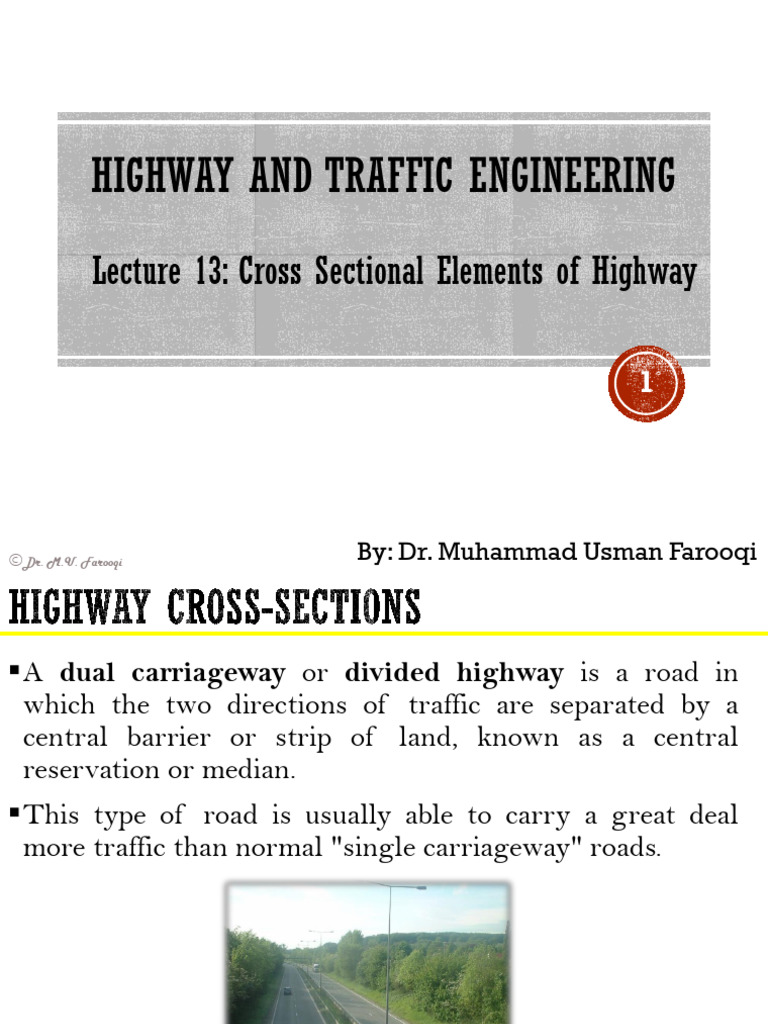 Lec-13 - Cross Sectional Elements of Highway | PDF | Traffic | Sidewalk