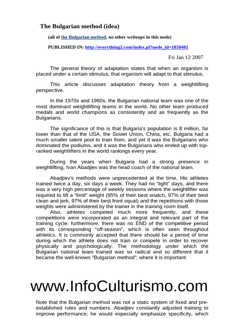 The Bulgarian Training Method | PDF | Skeletal Muscle | Strength Training