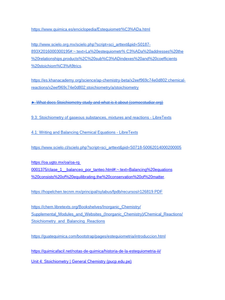 Bibliography Stoichiometry | PDF | Stoichiometry | Applied And ...