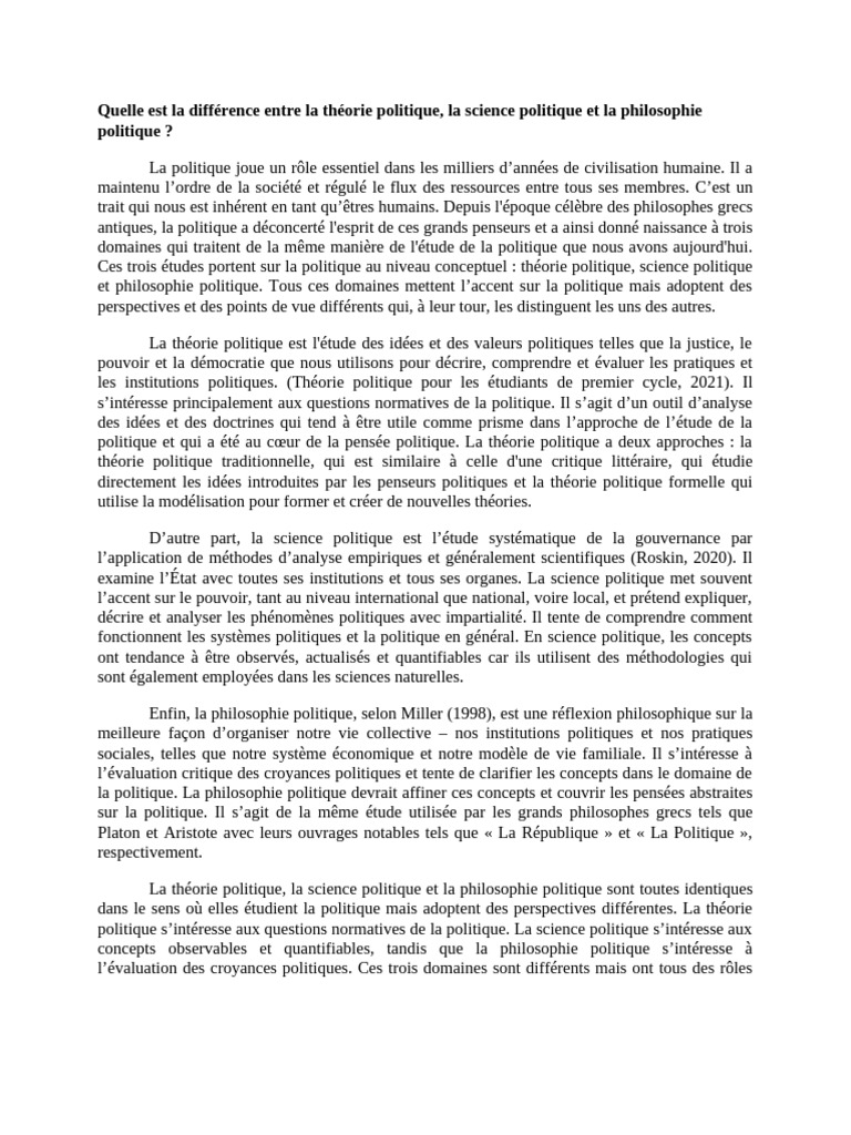 Différences entre théorie, science et philosophie politique | PDF ...