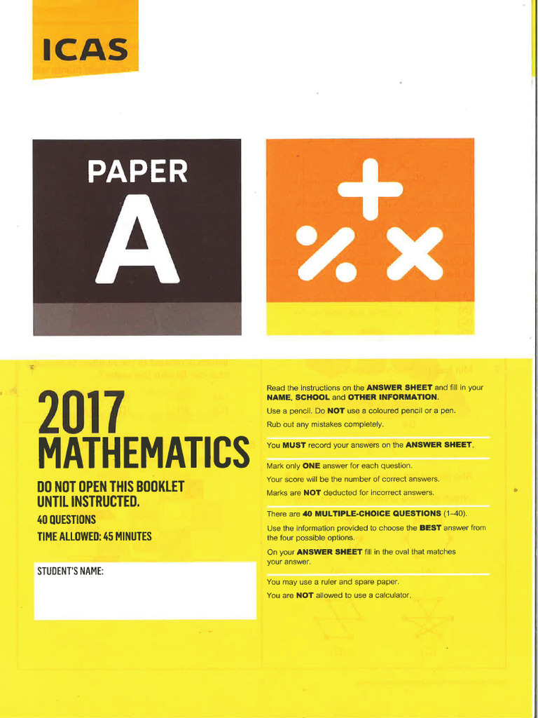 ICAS Paper-A Maths 2017 | PDF