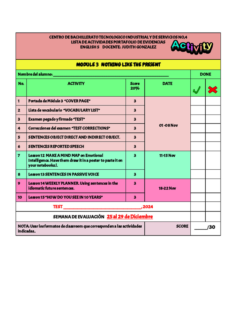 Activity List English 5 Module 3 | PDF