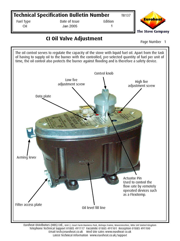 CI Oil Valve Adjustment Guide | PDF | Valve | Gas Technologies
