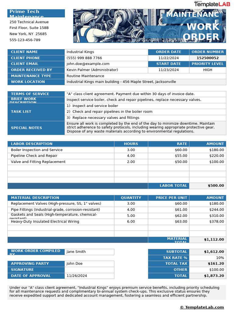 Industrial Kings Maintenance Work Order | PDF | Valve | Mechanical ...