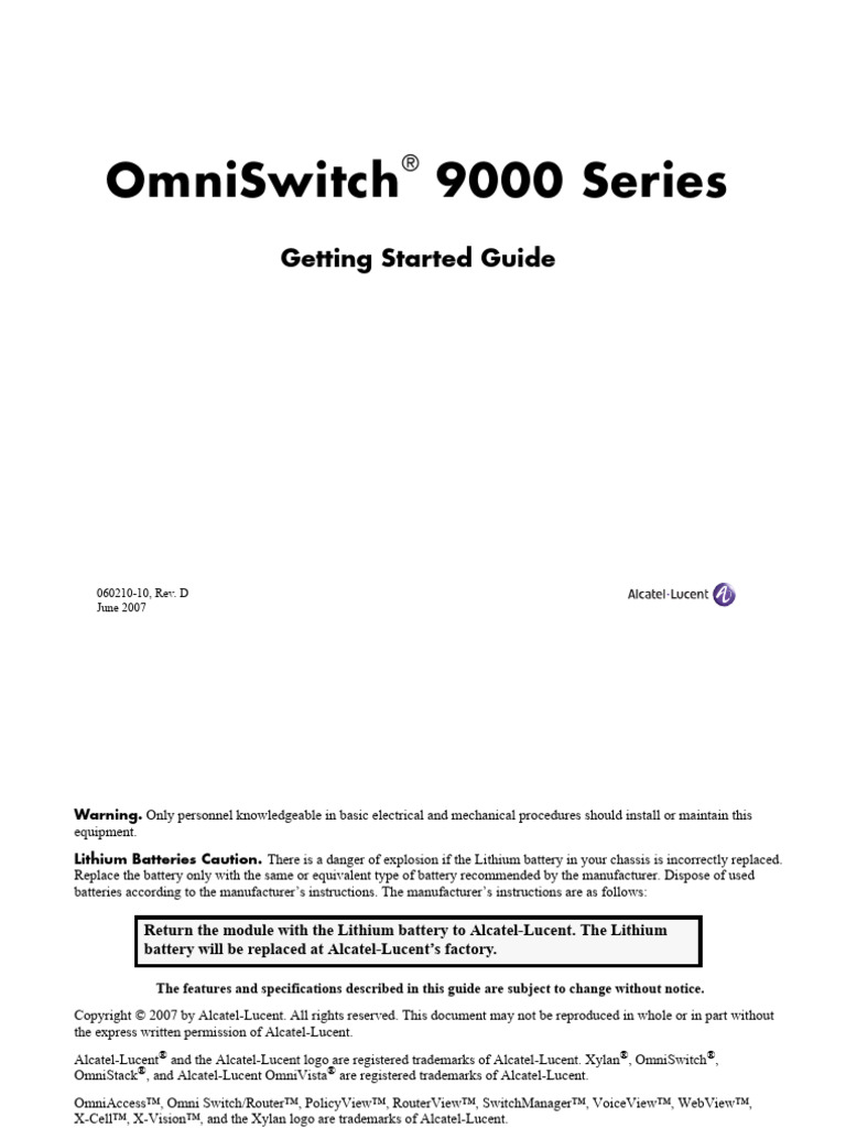 OmniSwitch 9000 Getting Started Guide R6 | PDF | Computer Science ...