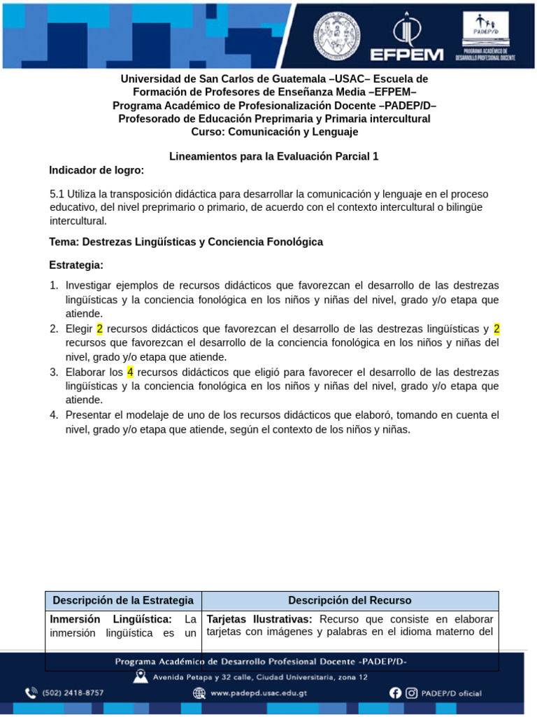 Evaluación Parcial 1 CL (1) | PDF | Multilingüismo | Maestros