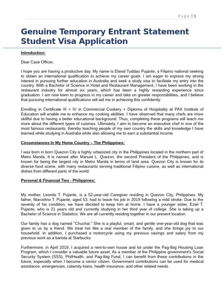 Genuine Temporary Entrant - Elwod Pujante | PDF | Chef | Goal