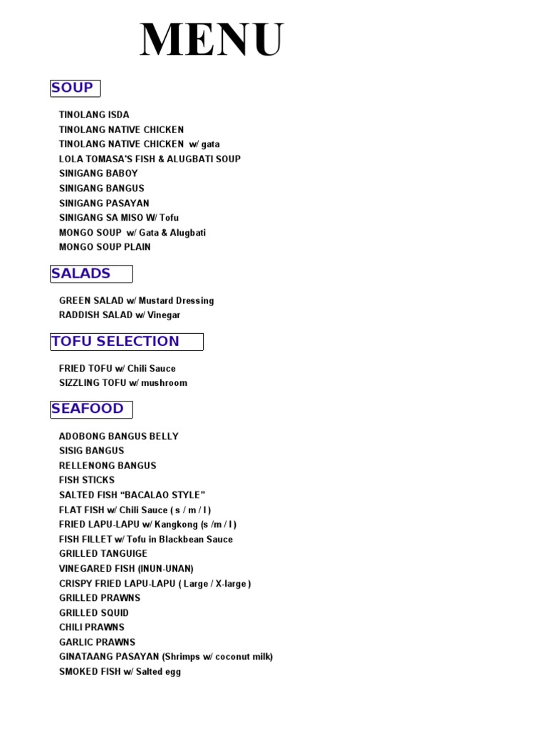 Aba Menu May 25 | PDF | Western Cuisine | Regional & Ethnic Food