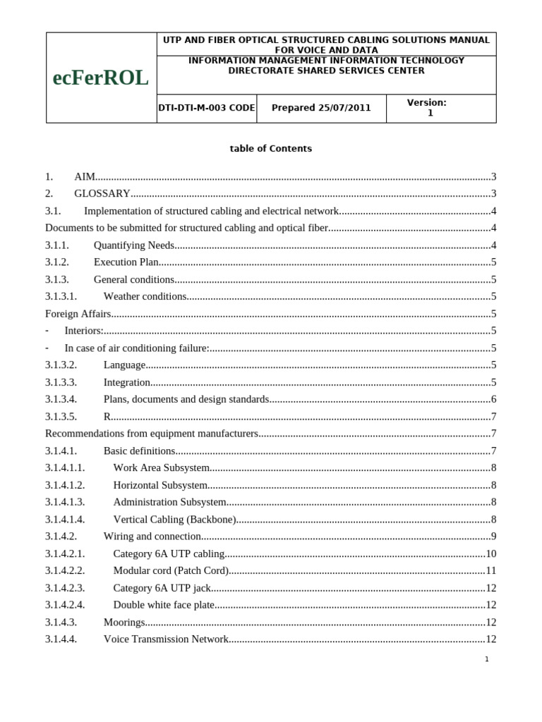 Structured Cabling Manual, UTP and Fiber Optic | PDF | Electronics ...