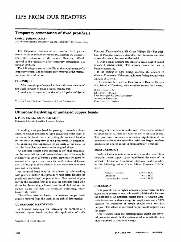 Temporary Cementation Techniques | PDF | Hardness | Materials