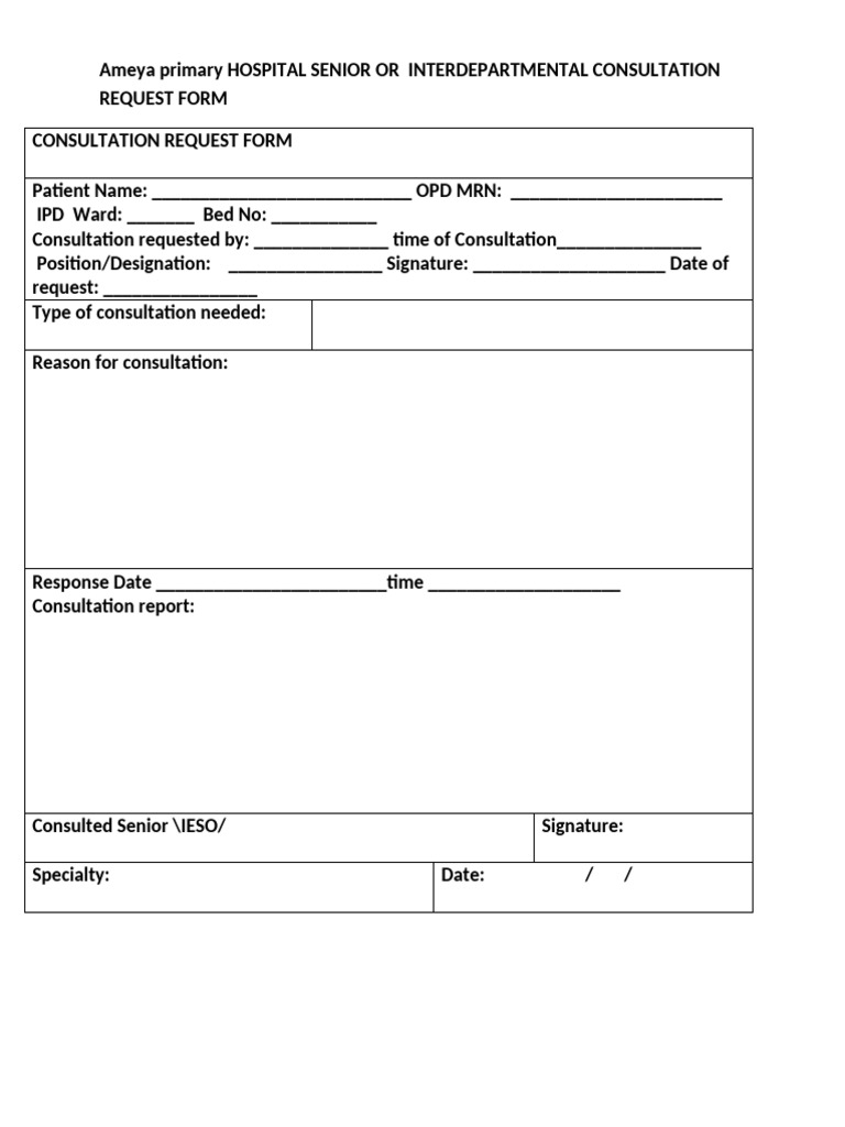 Hospital Senior Consultation Request Form | PDF