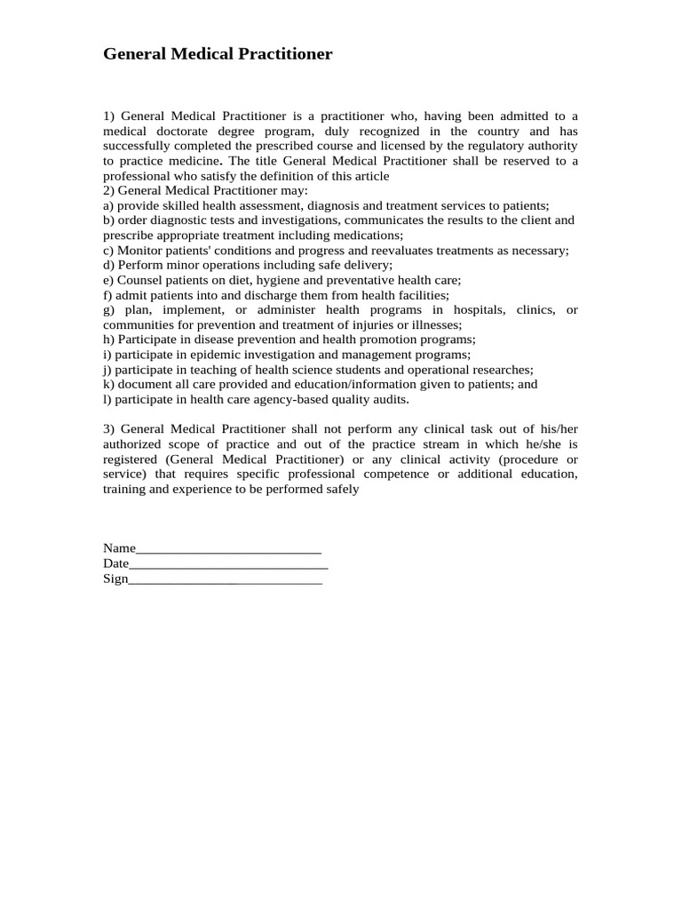 GP scope of Practice | PDF | Internal Medicine | Anesthesia