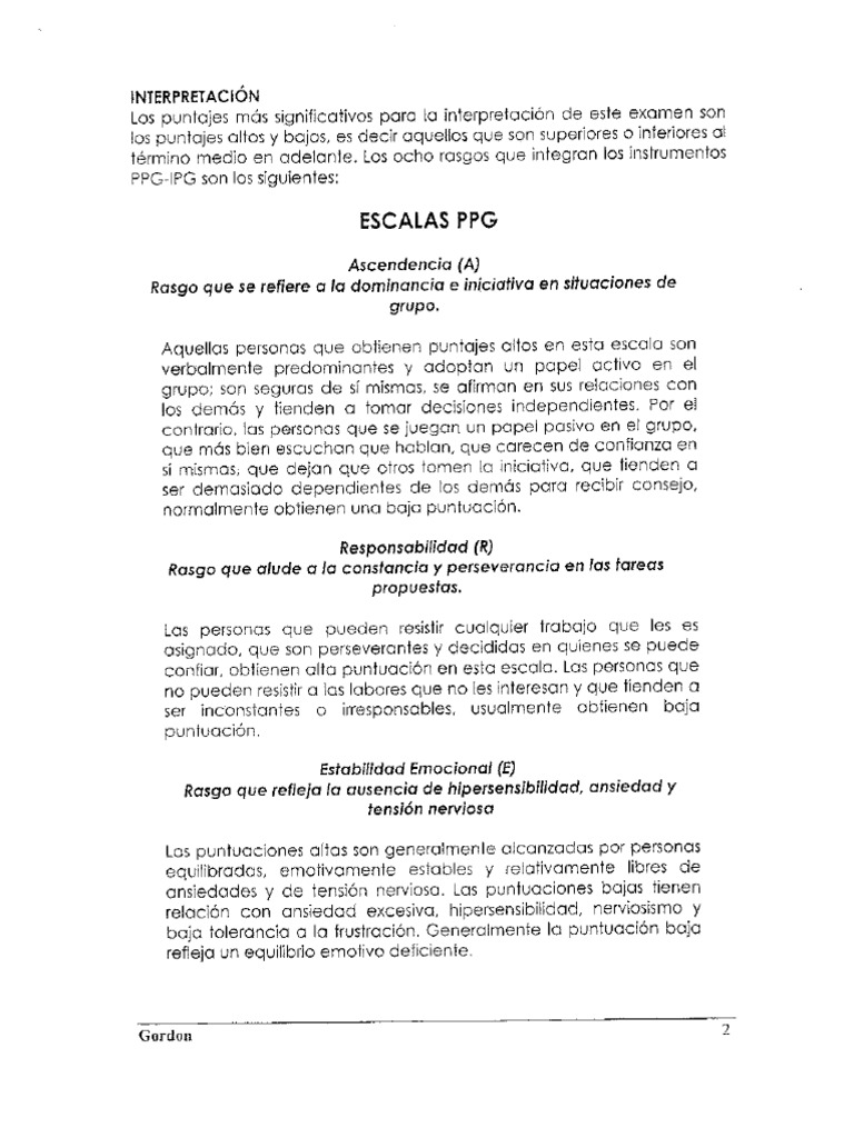 Test de GORDON | PDF