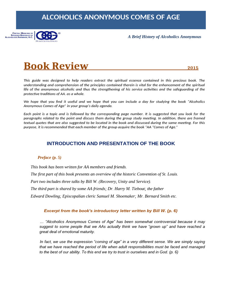 Alcoholics Anonymous: A Historical Review | PDF | Alcoholics Anonymous ...