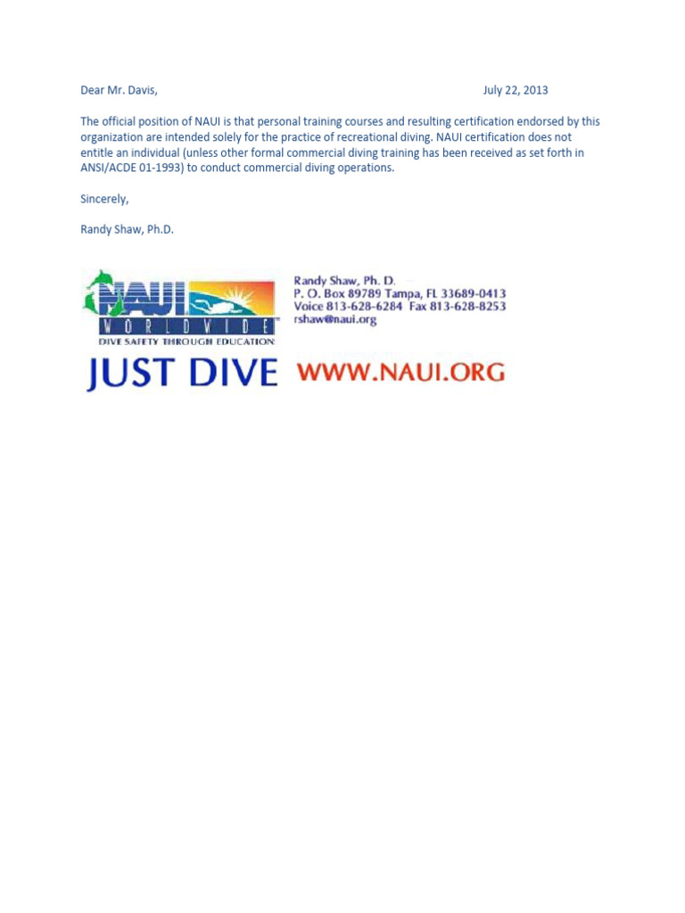 NAUI Certification for Recreational Diving | PDF