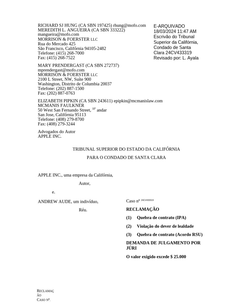Apple, Inc. v. Andrew Aude | PDF | Apple Inc. | iPhone