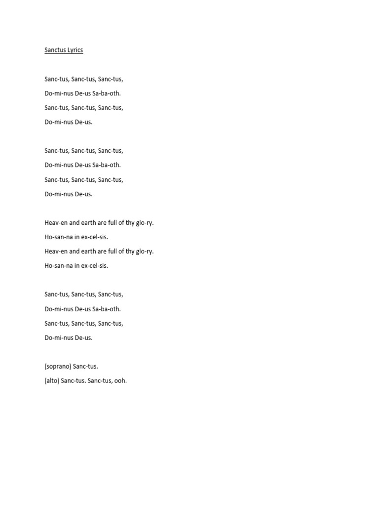 Sanctus Lyrics | PDF