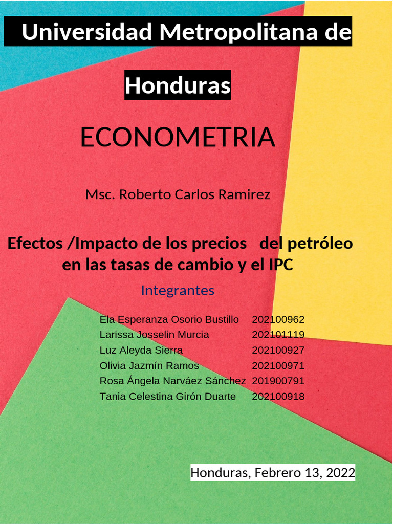 Trabajo Final Econometria | PDF | Inflación | Economias