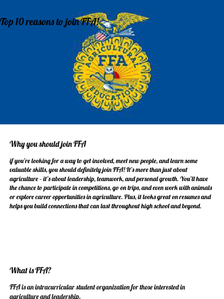 Top 10 Benefits of Joining FFA | PDF