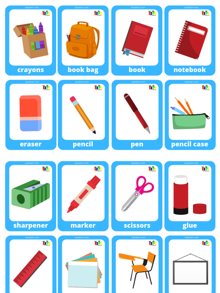Classroom Objects Mini Flashcards | PDF