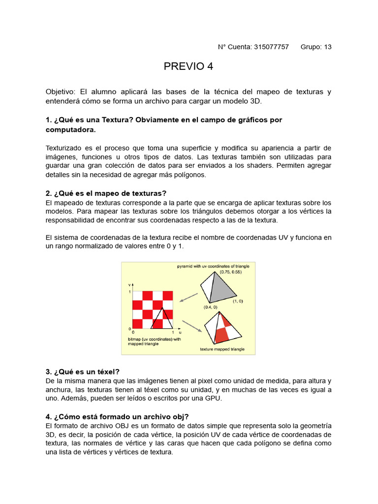 Previo4 Grupo13 | PDF | Mapeado de texturas | Gráficos de computadora