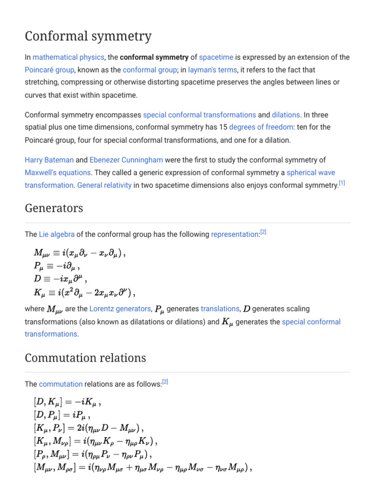 Conformal Symmetry - Wikipedia | PDF | Quantum Mechanics | Symmetry