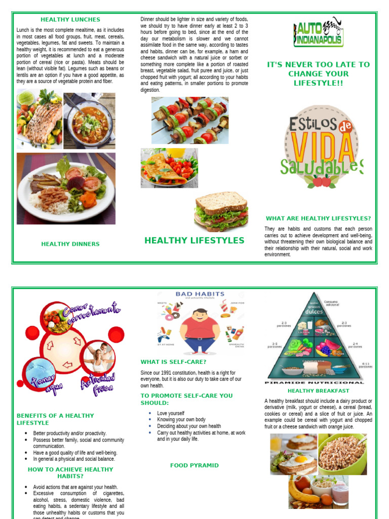 Healthy Lifestyle Brochure | PDF | Lunch | Foods