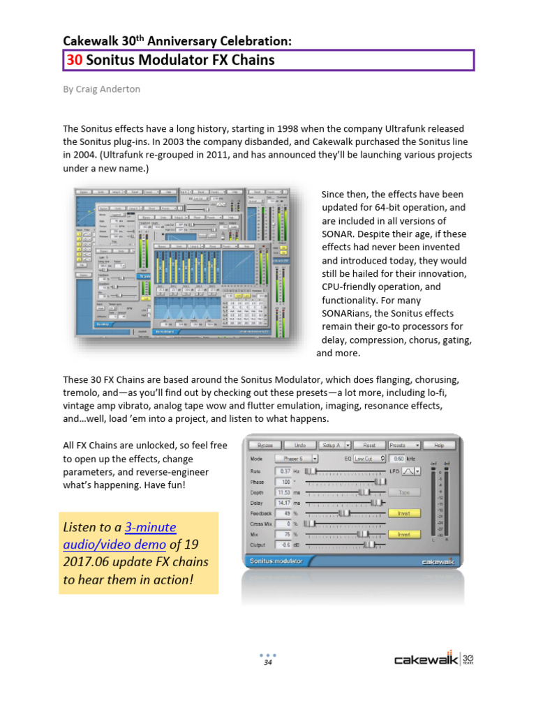 30th Anniversary Modulator FX Chains | PDF | Equalization (Audio) | Sound