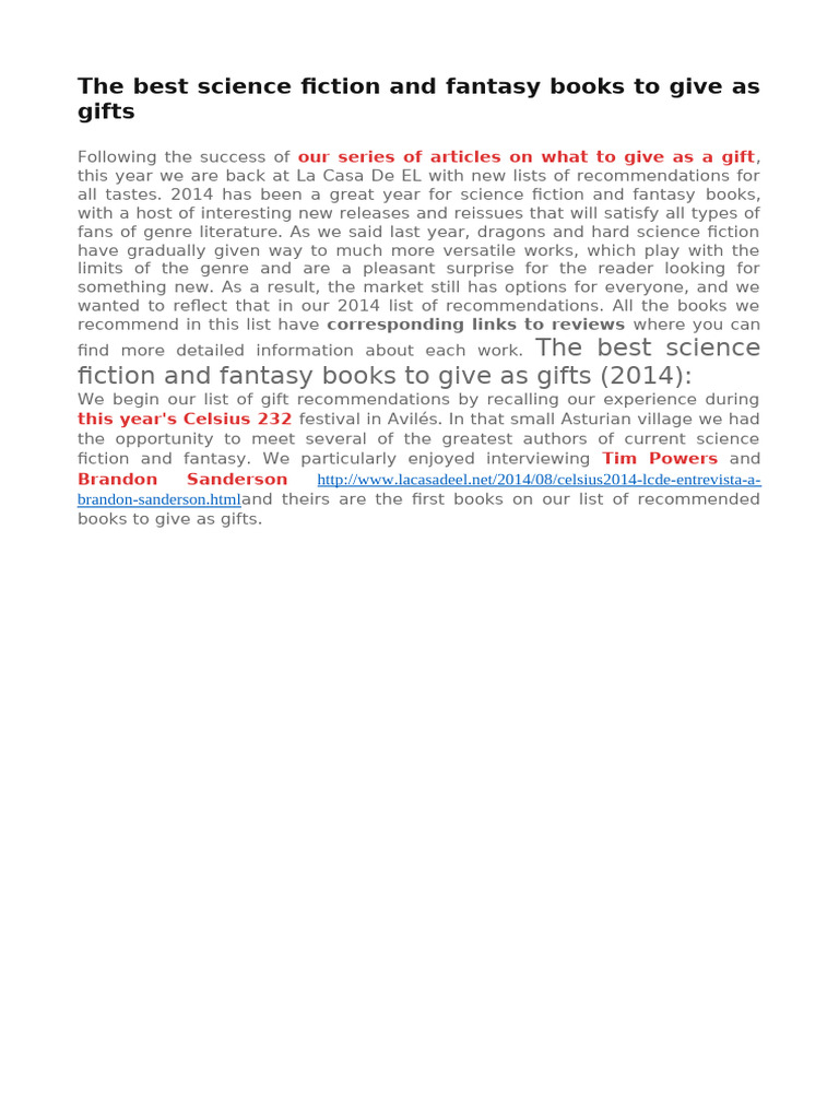 The Best Science Fiction and Fantasy Books | PDF | Terry Pratchett ...