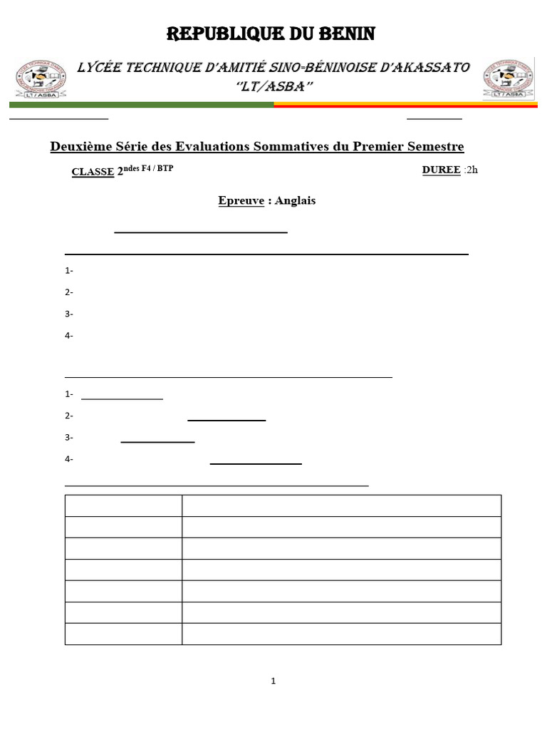 Devoir_2nde F4_BTP_2023_2024 | PDF