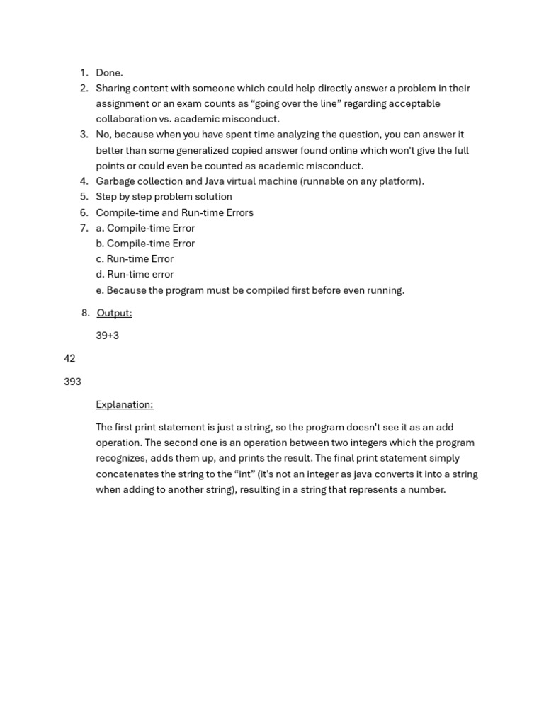 Java Error Handling and Output Explained | PDF