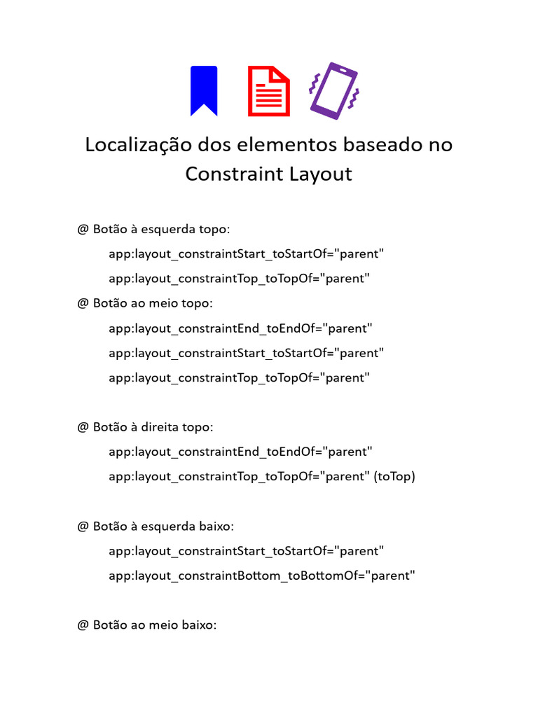 Localizacoes do constraint layout - android dev | PDF