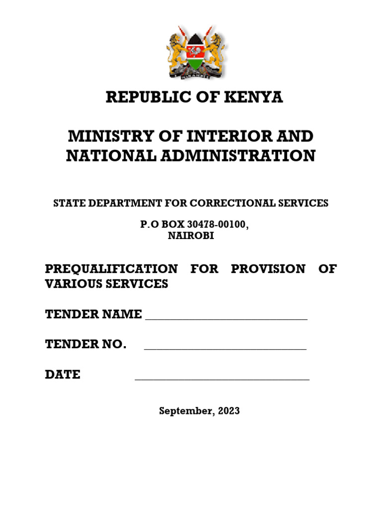 Kenya Correctional Services Prequalification Tender | PDF | Business