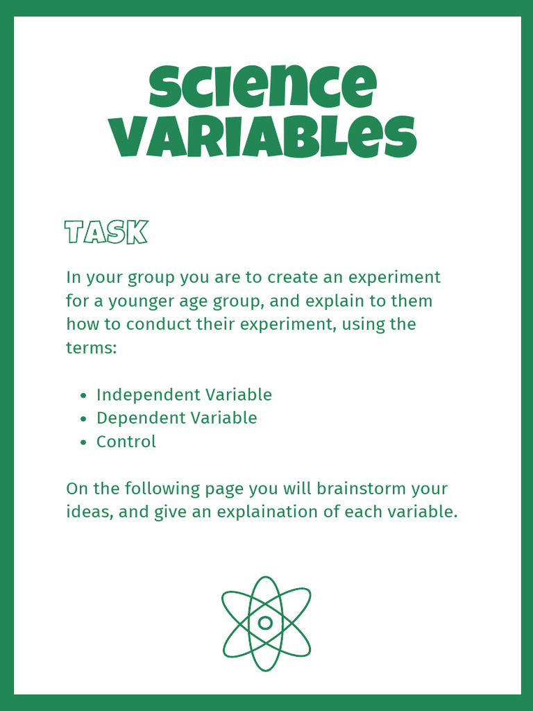 Scientific Variables Digital Worksheet Group Work Green Minimalist ...
