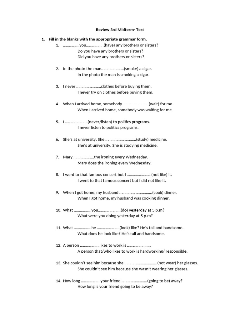 Review 3rd Midterm with answers | PDF