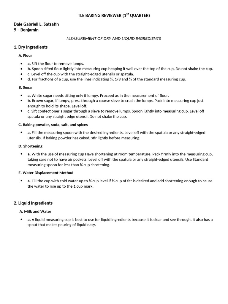 TLE BAKING REVIEWER | PDF | Gallon | Cakes