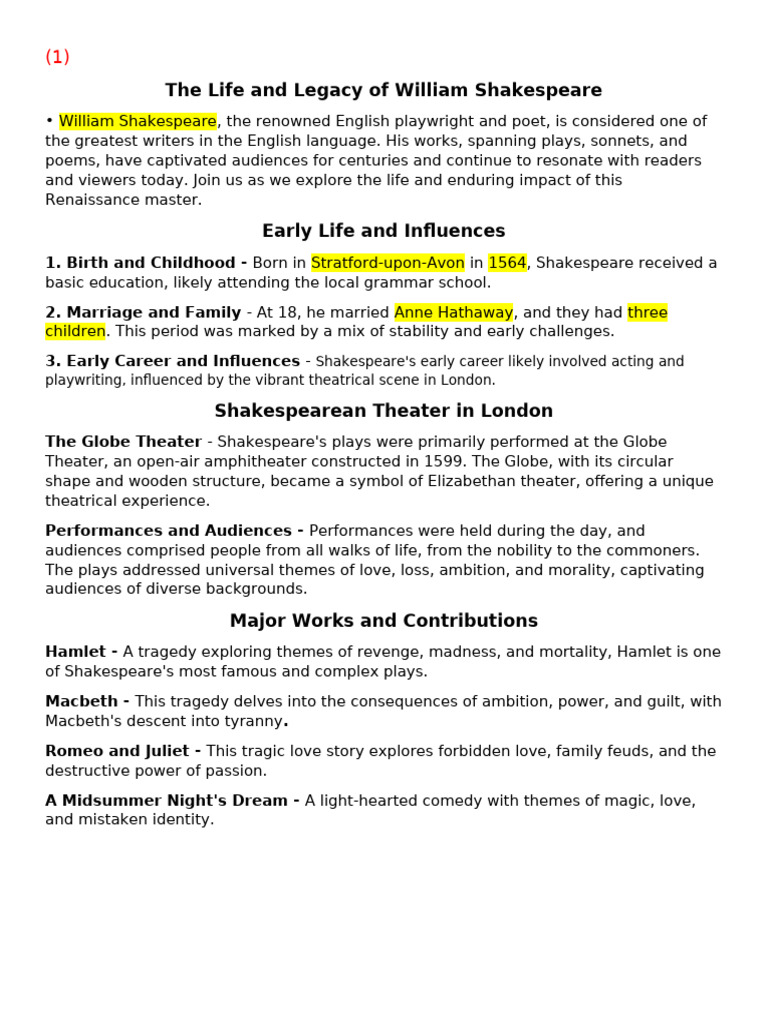 William Shakespeare English | PDF | William Shakespeare