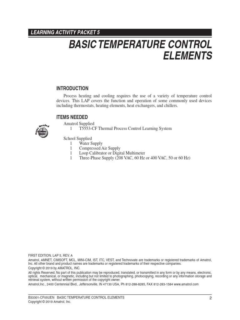 7b - Basic Temperature Control Elements (LAB) | PDF | Thermostat ...