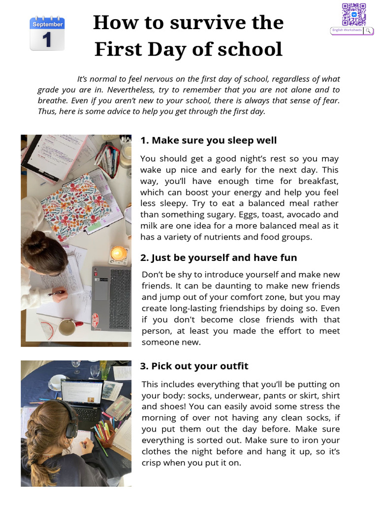 How To Survive The First Day of School PDF | PDF