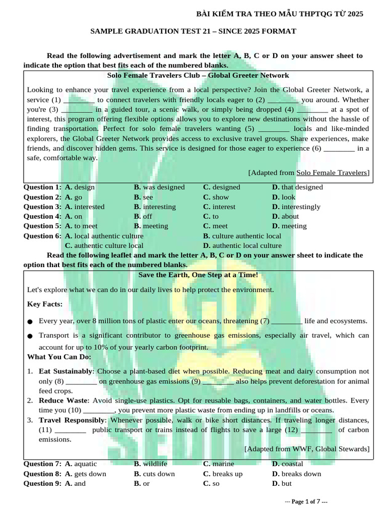 Sample graduation test 21_since 2025 format | PDF | Gender Studies ...