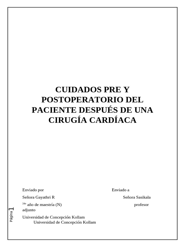 Cuidados Pre y Postoperatorios en Cirugía Cardíaca | PDF | Plaqueta | Corazón