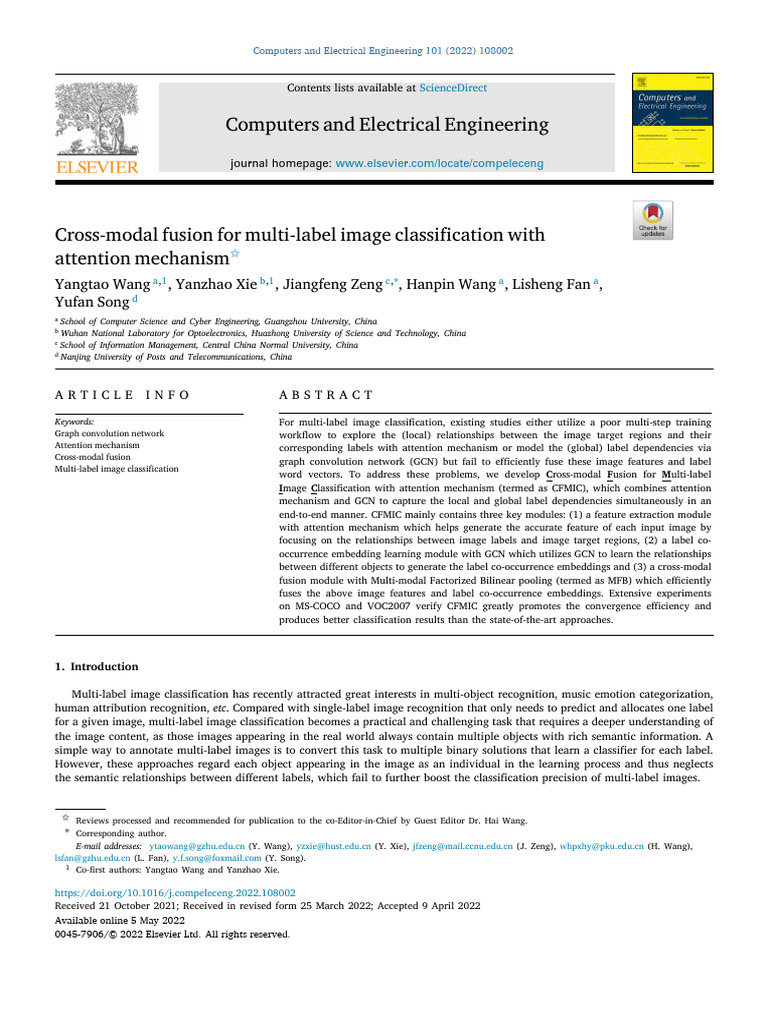 1 s2.0 S0045790622002701 Main | PDF | Computer Vision | Statistical Classification