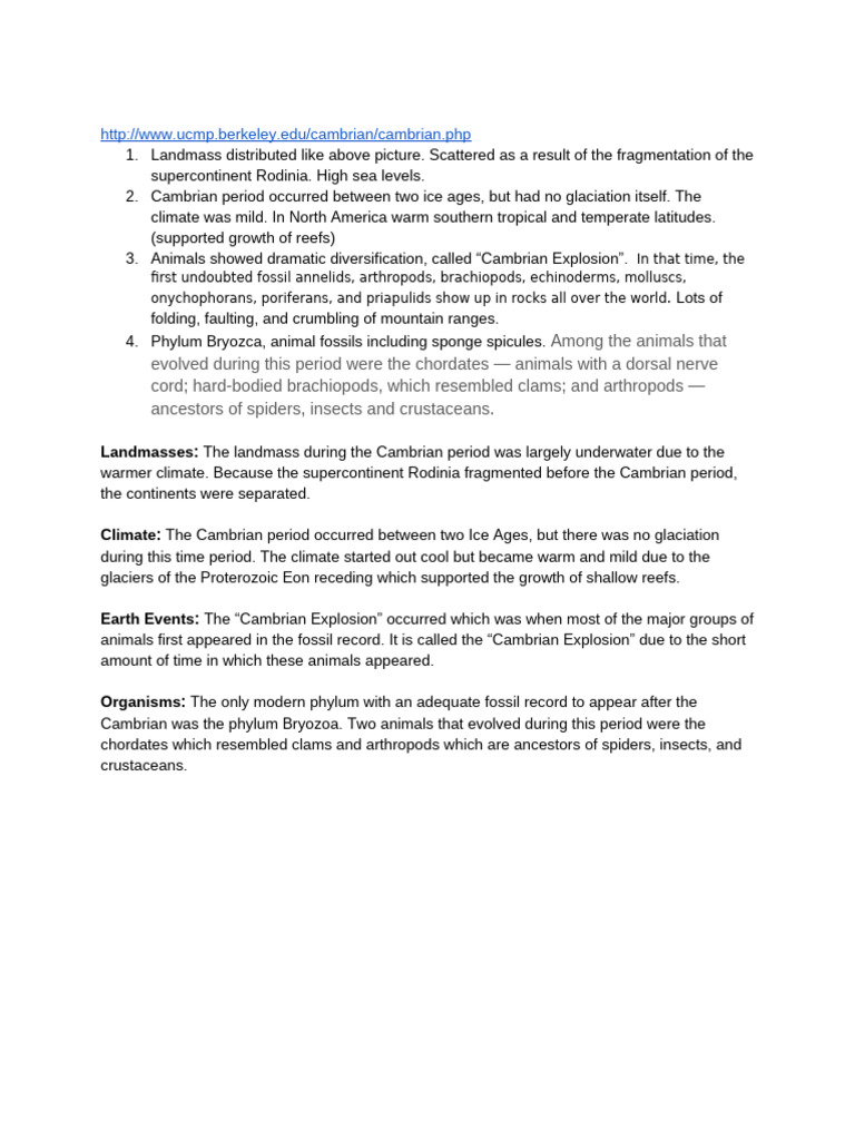 Cambrian Period Notes | PDF