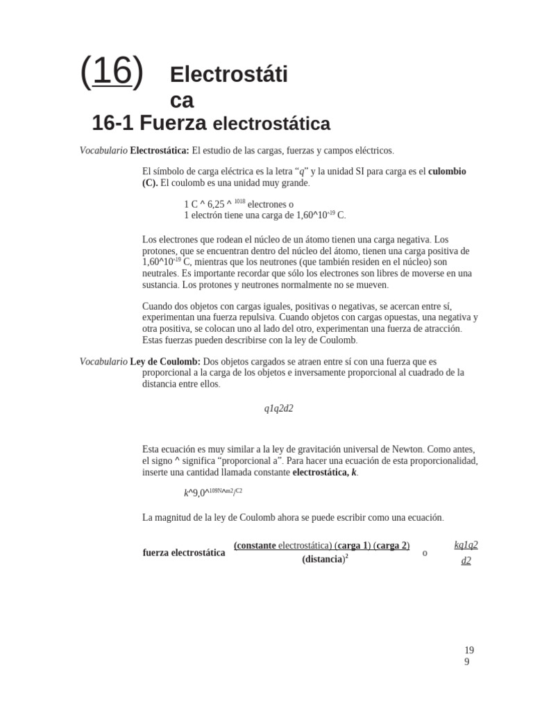 Fuerza Electrostática y Ley de Coulomb | PDF | Fuerza | Electrón