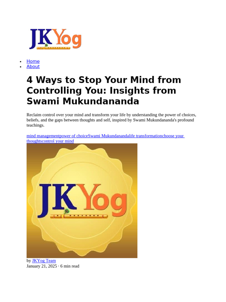 4 Ways To Stop Your Mind From Controlling You | PDF | Mind | Thought