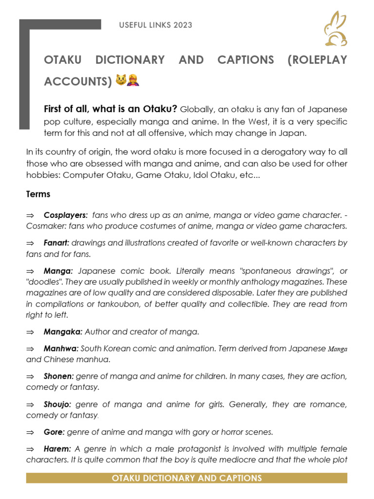 Otaku Dictionary & Captions 2023 | PDF | Manga | Anime And Manga