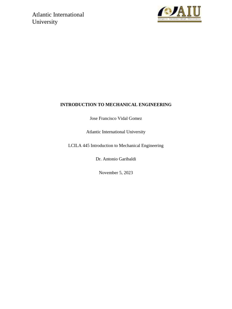 INTRODUCTION TO MECHANICAL ENGINEERING | PDF | Engineering | Science