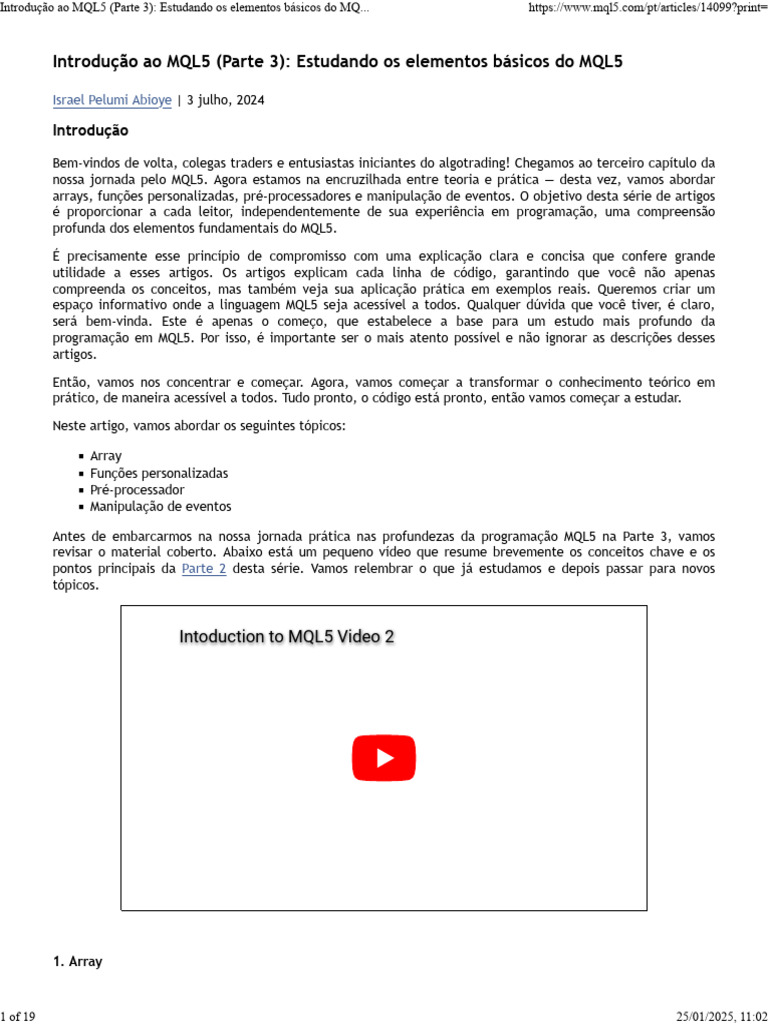 Fundamentos do MQL5: Arrays e Funções | PDF | Macro (Ciência da ...