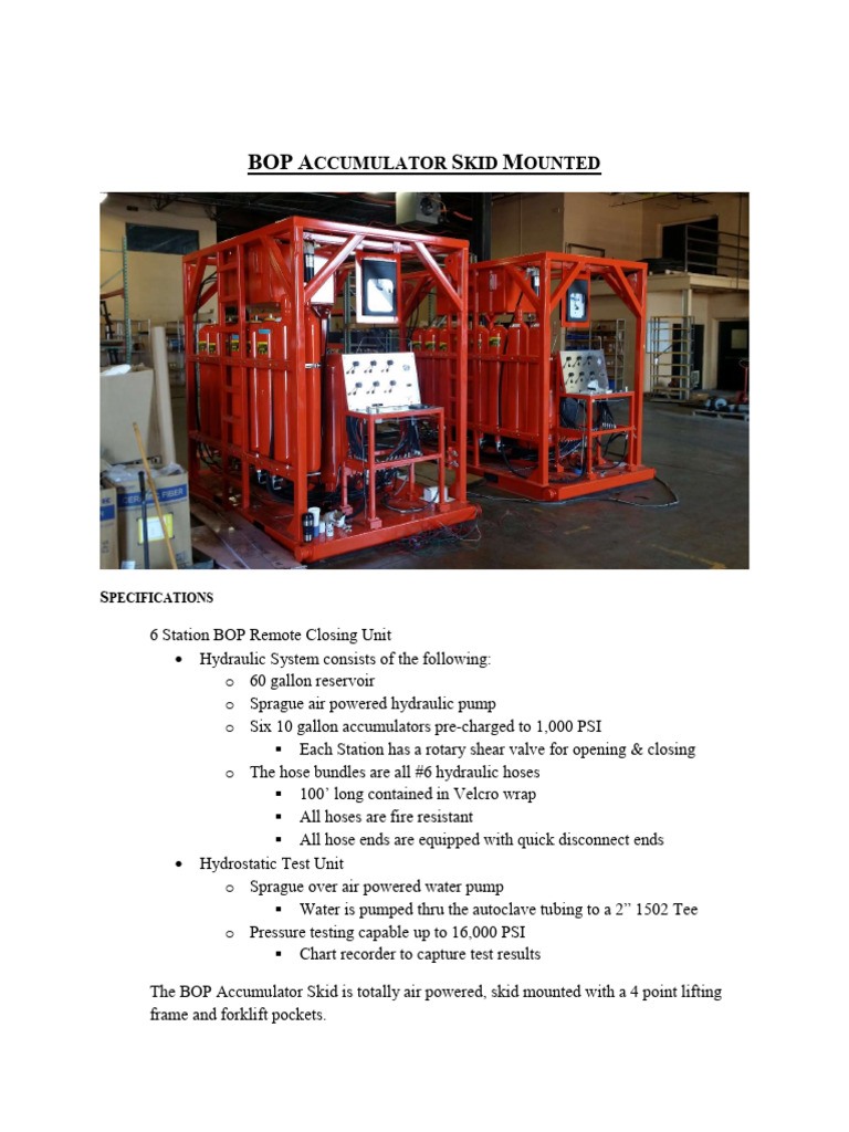 10K BOP Accumulator Skid Mounted | PDF