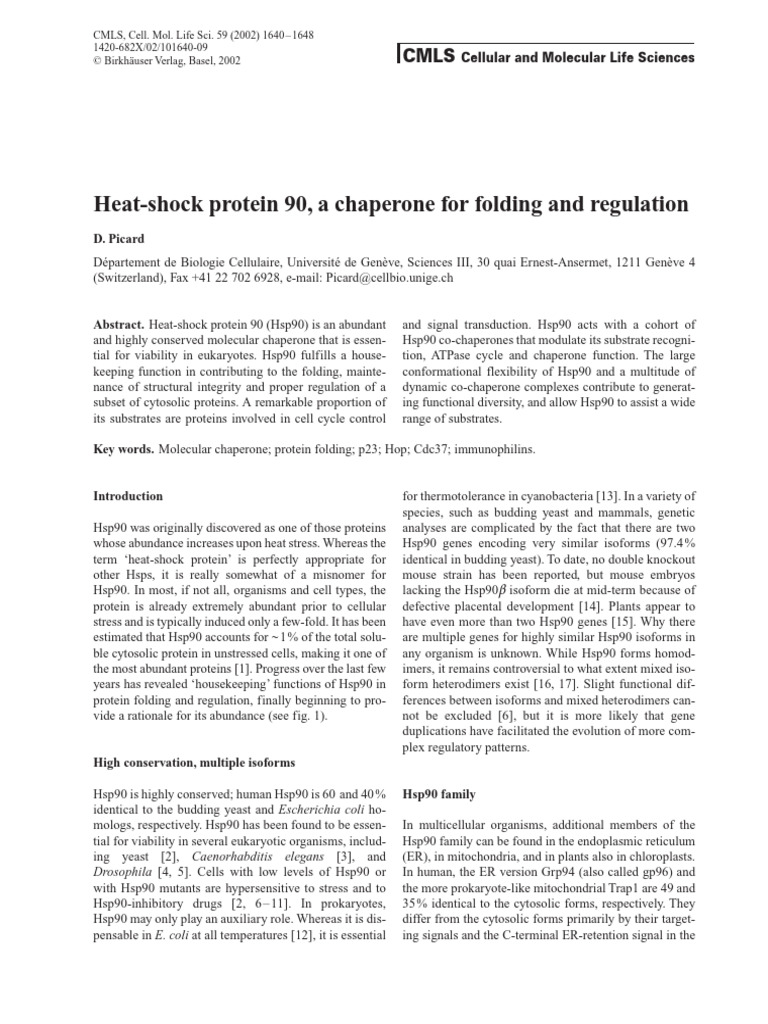 18 2002 Article CMLS 2133 | PDF | Chaperone (Protein) | Adenosine Triphosphate